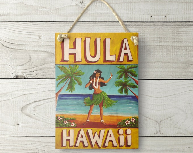Hula Hawaii Sign Hawaiian Sign Tropical Beach Decor Hula Art | Etsy