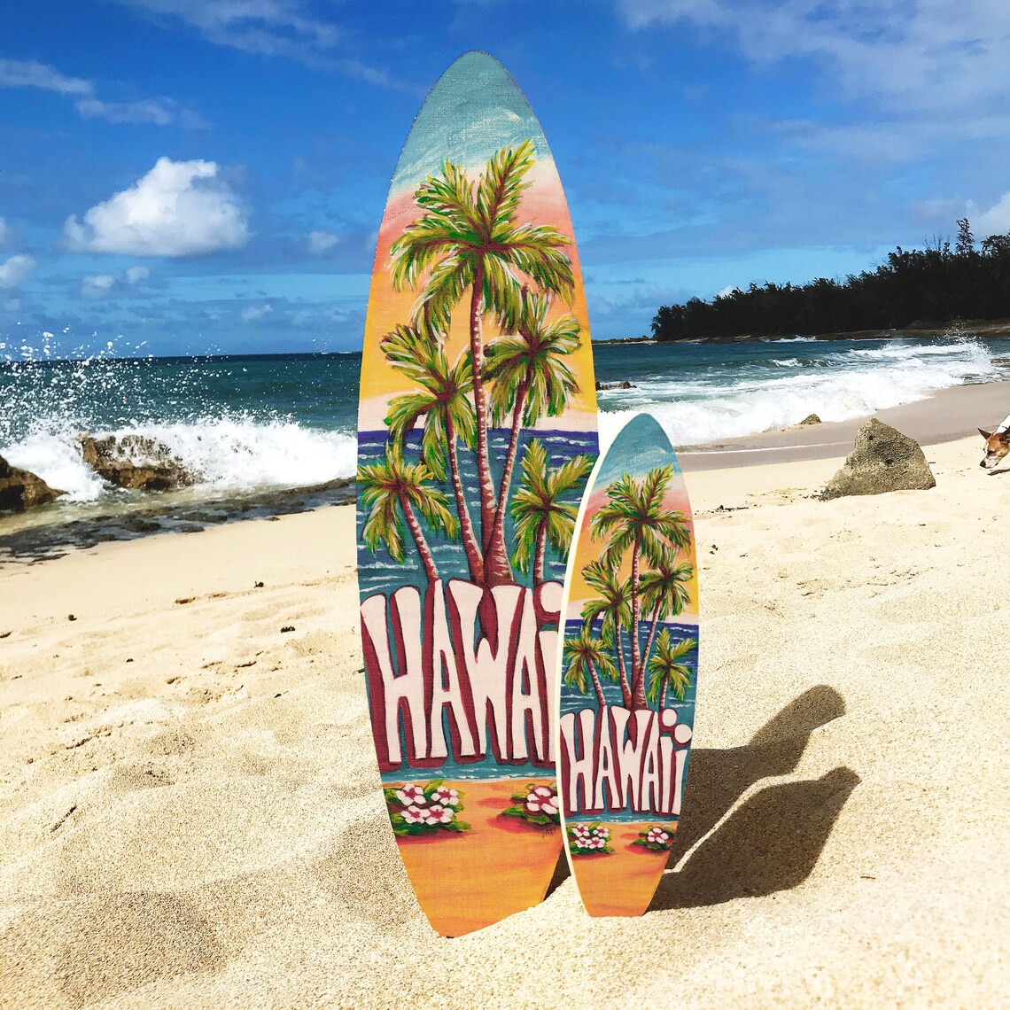 Hawaii Palms Surfboard beach tropical surf art hawaii | Etsy
