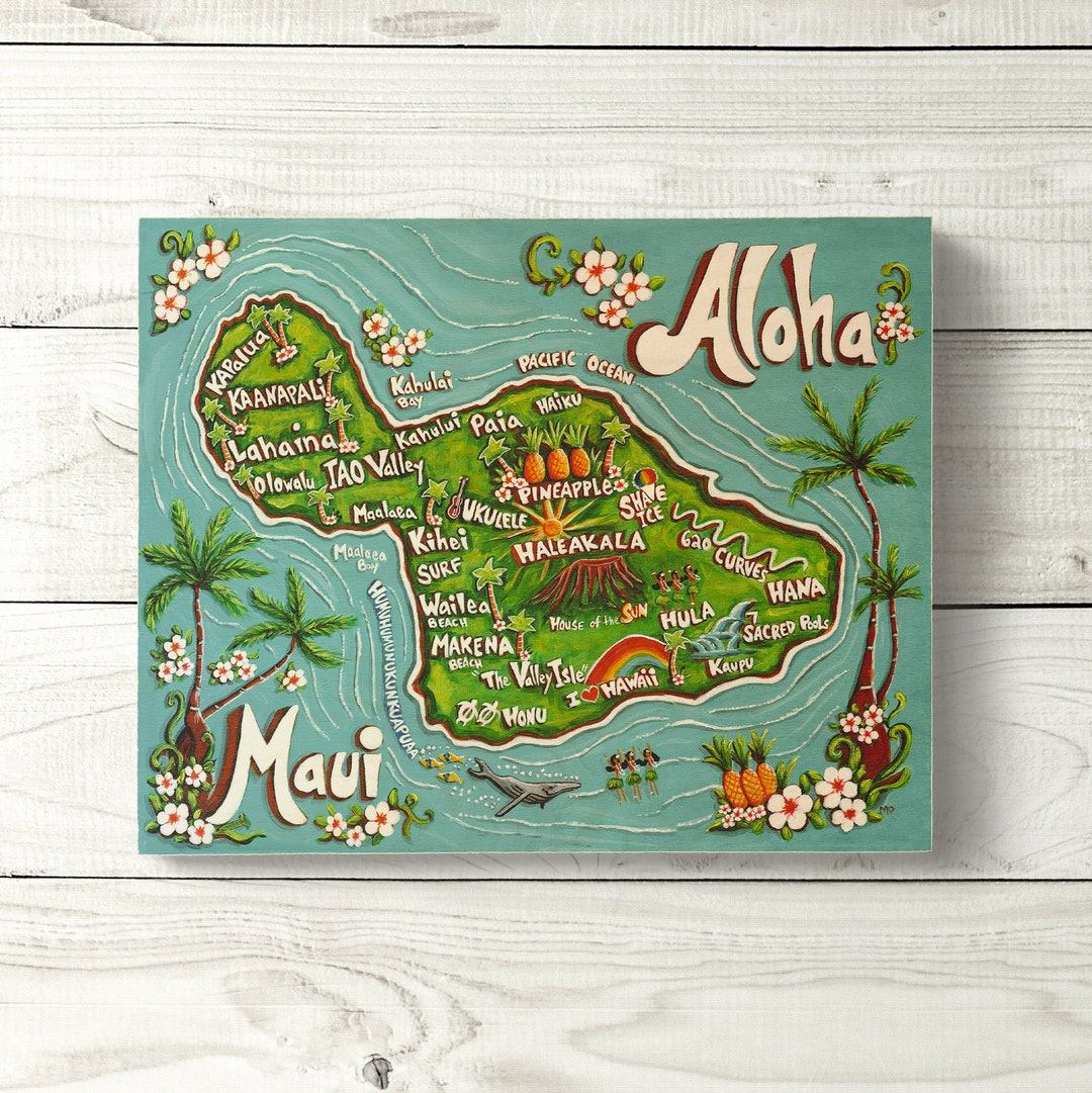 Aloha Maui Sign - Hawaii Vintage Beach Art, 8x10 - Etsy