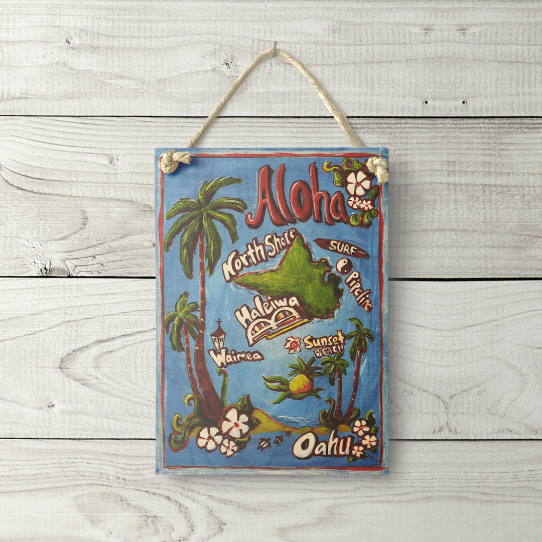 Oahu Sign - Hawaiian Sign Tropical Beach Decor Hawaiian Art - Etsy