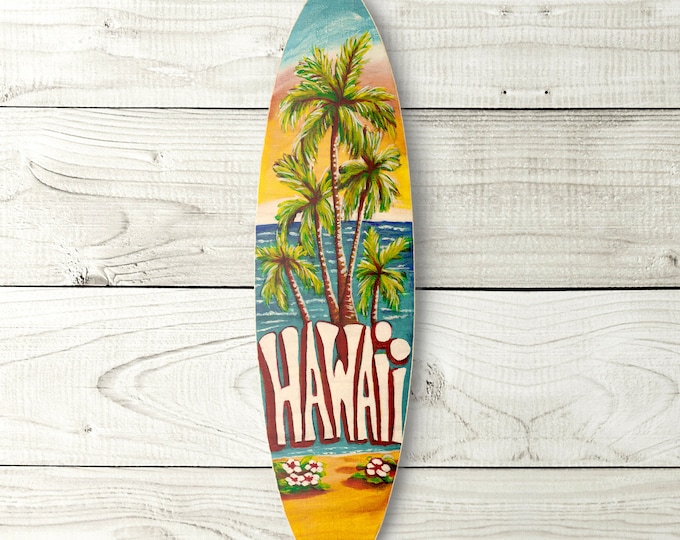 Hawaii Palms Surfboard Beach Tropical Surf Art Hawaii | Etsy