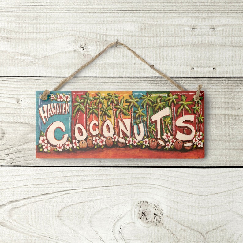 Coconuts Small Sign - Hawaiian Sign Tropical Beach Decor - Etsy