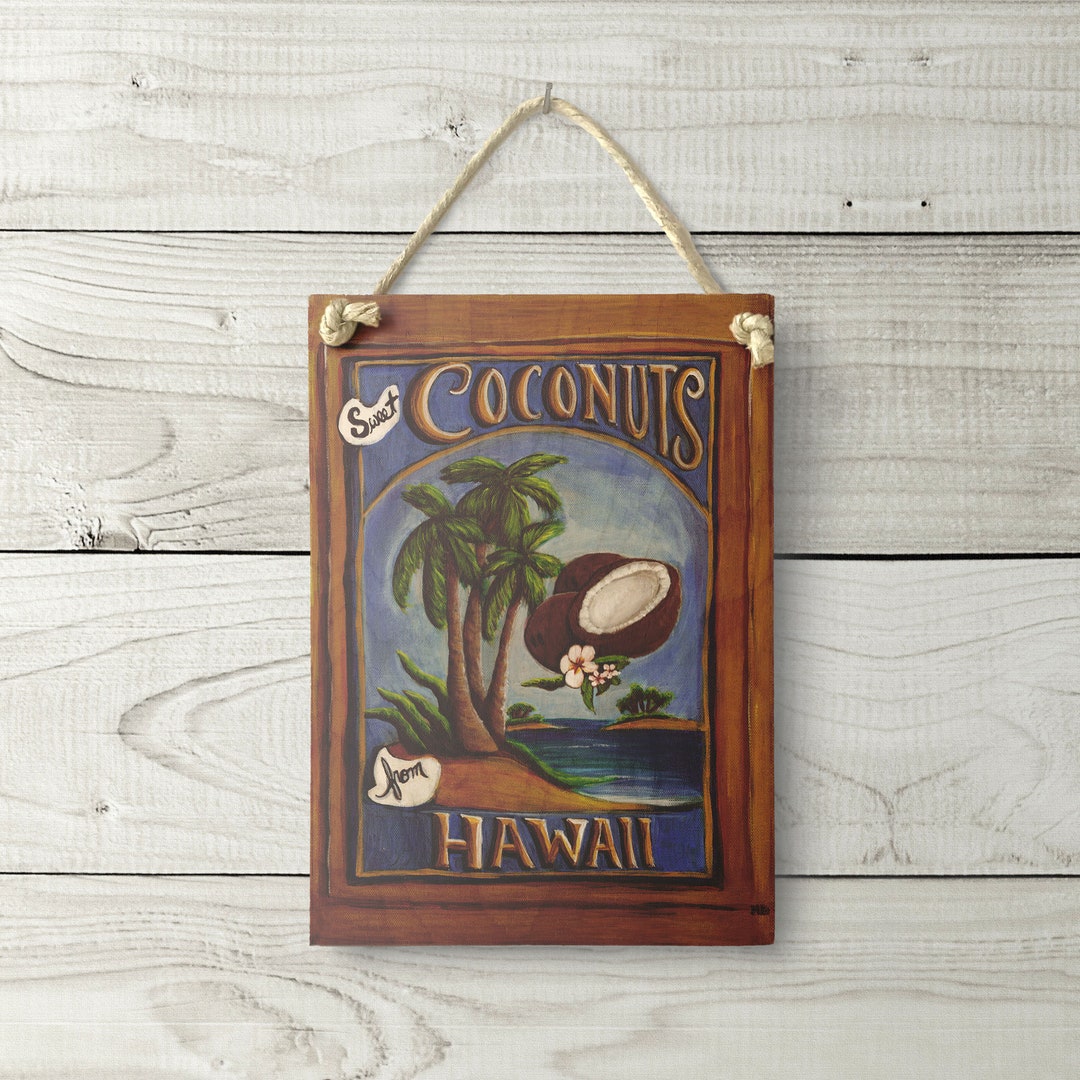 Coconuts Sign - Hawaiian Sign Tropical Beach Decor - Etsy
