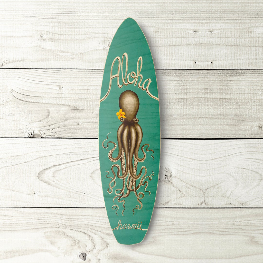 Aloha Octopus Surfboard - Hawaii, Tropical, Beach Decor - Etsy