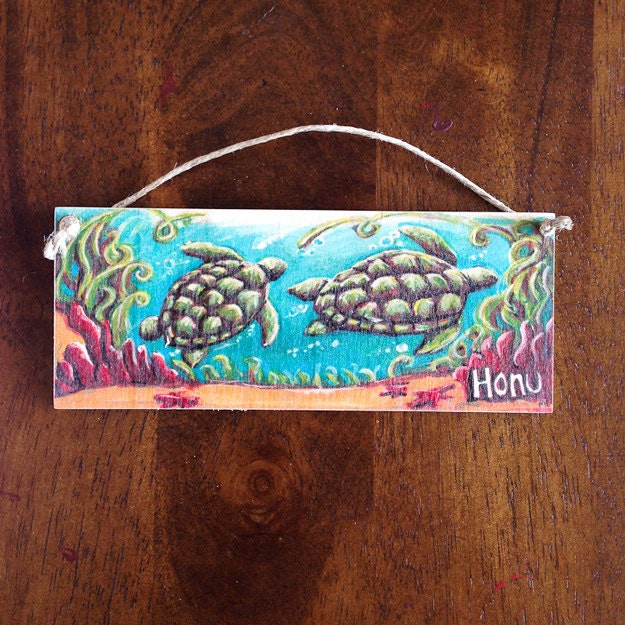 Honu Sea Turtle Sign Hawaiian Sign Tropical Beach Decor | Etsy