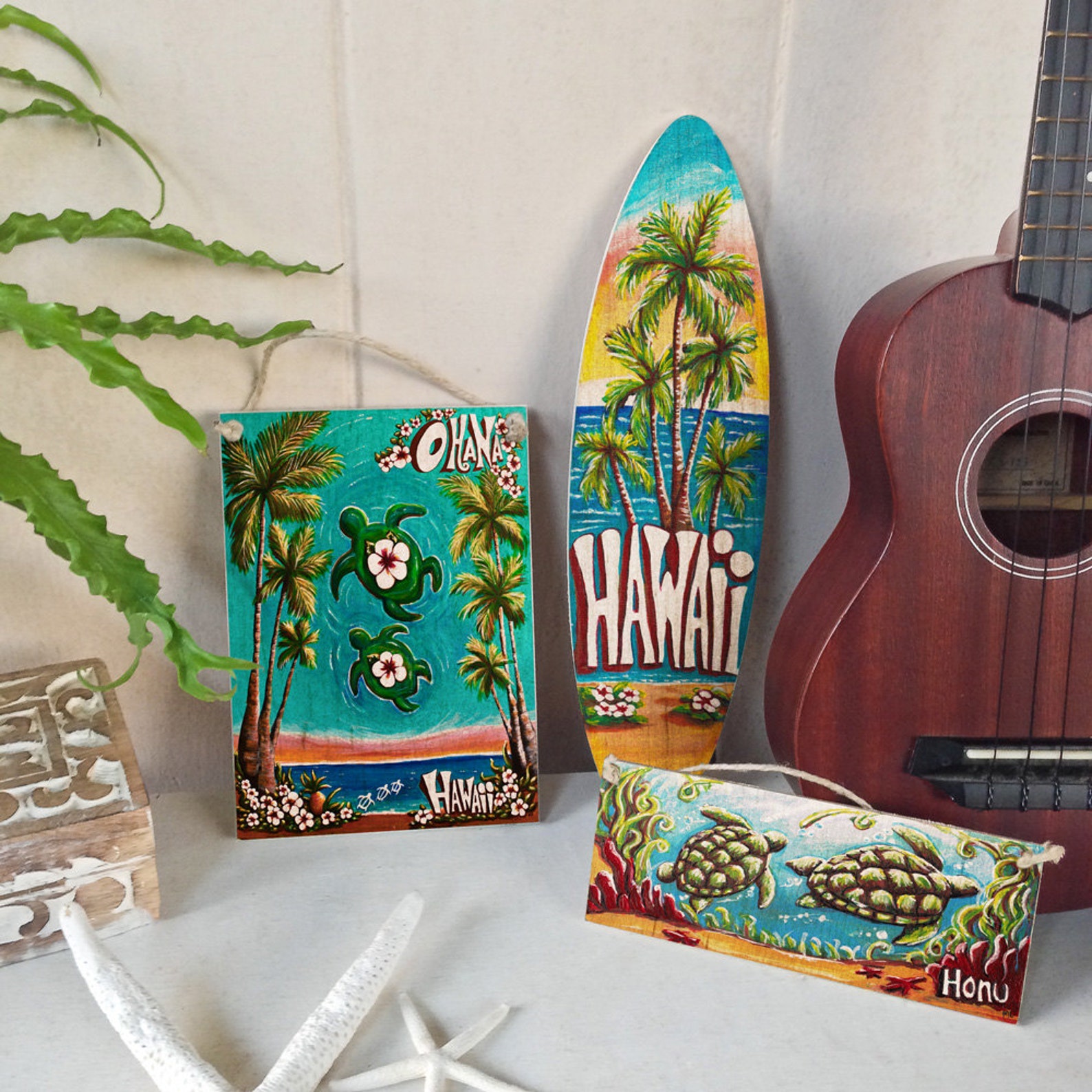 Ohana Sign Hawaiian Sign Tropical Beach Decor Sea Turtle Art - Etsy