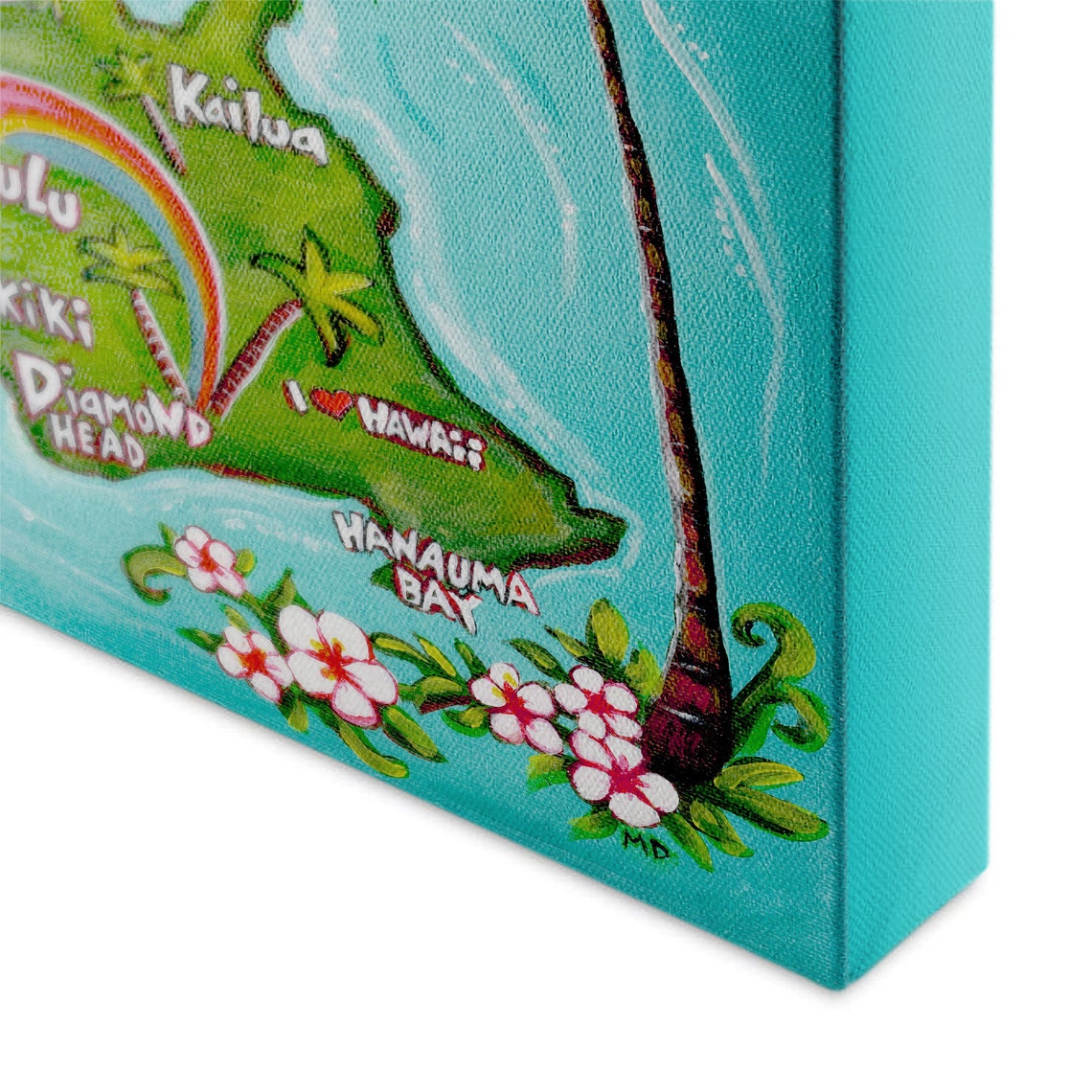 Island of Maui Canvas Print Hawaiian Map Aloha Cute Art | Etsy