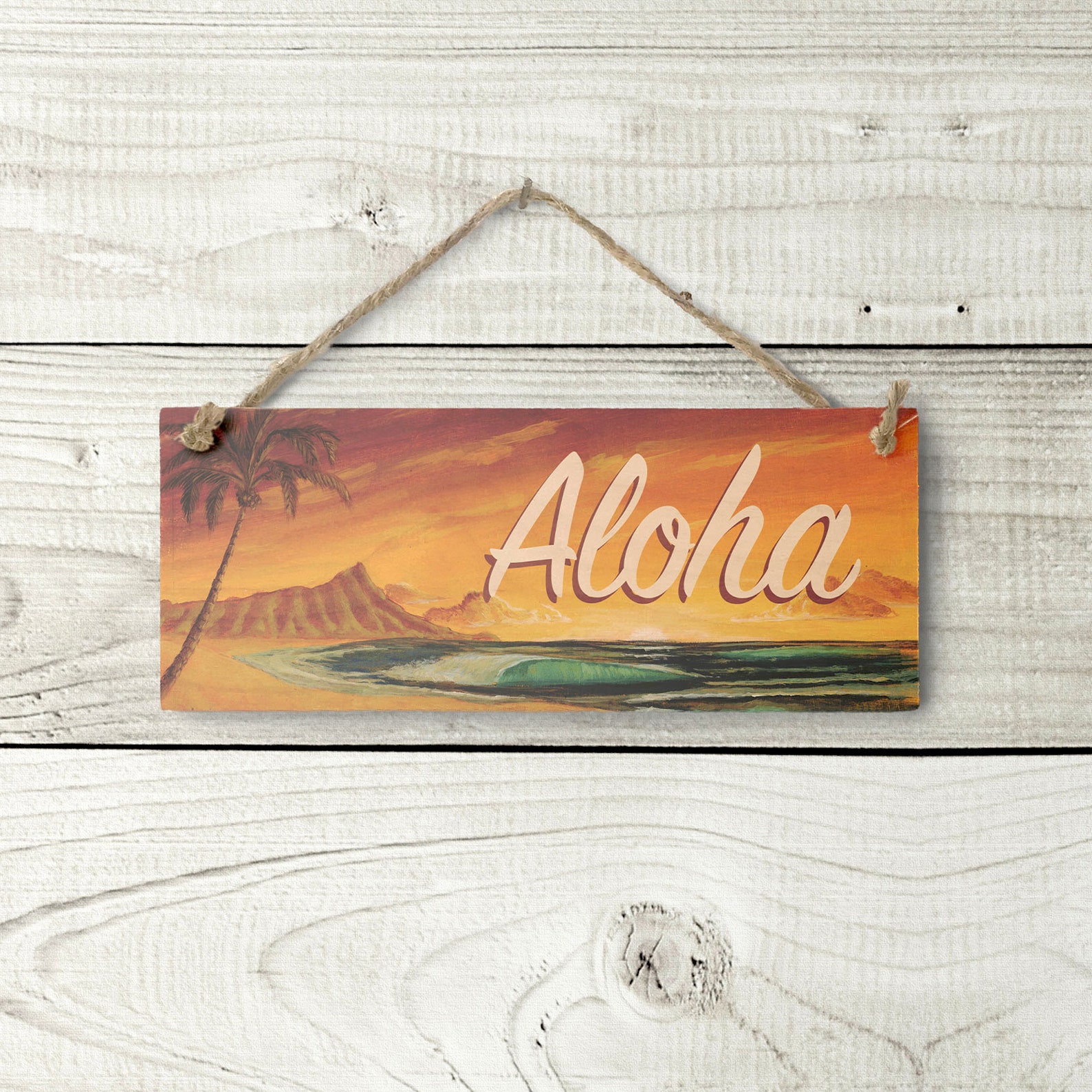 Aloha Diamond Head Sign Hawaiian Sign Tropical Beach Decor | Etsy