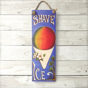 Vintage Shave Ice Sign - Hawaiian Shave Ice Vintage Wood Sign With Palm ...