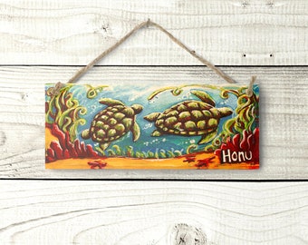 Honu Small Sign Hawaiian Sign Tropical Beach Decor | Etsy