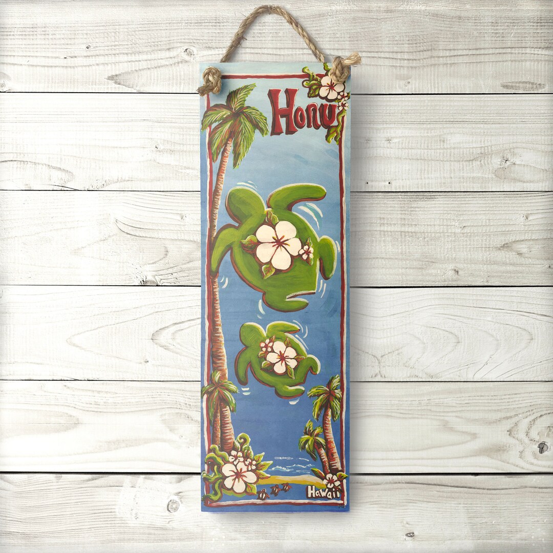 Vintage Honu Sign - Hawaiian Sea Turtle Beach Vintage Wood Sign With ...
