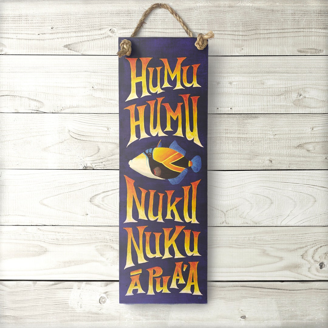 Vintage Humuhumu Sign - Hawaiian State Fish Beach Vintage Wood Sign ...