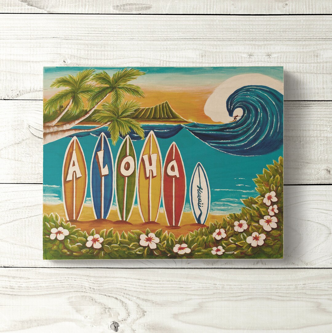 Aloha Diamond Head Sign - Hawaii Surf Art, 8x10 - Etsy
