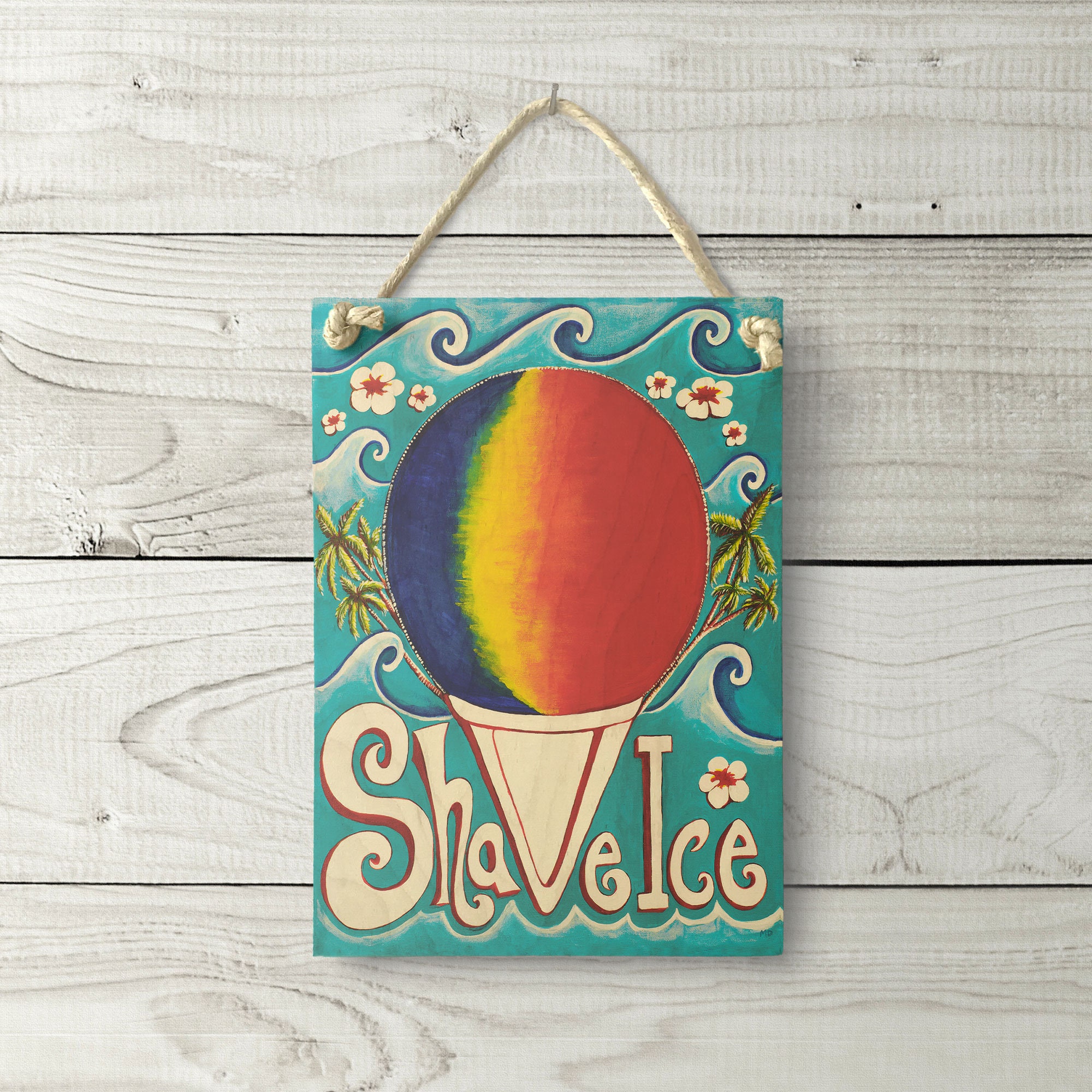 Shave Ice Sign Hawaiian Sign Tropical Beach Decor | Etsy