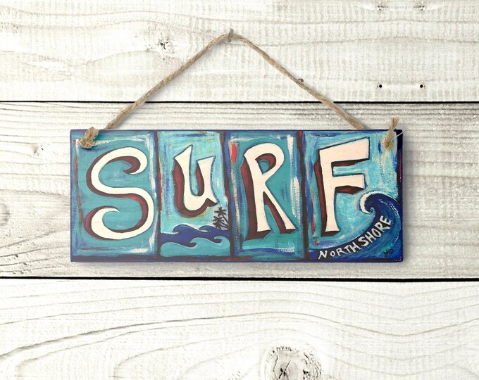 Blue Surf Sign Hawaiian Sign Tropical Beach Decor - Etsy