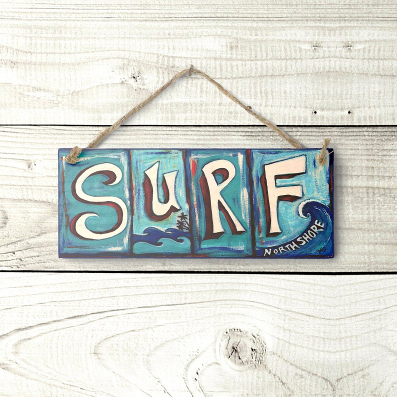 Blue Surf Sign Hawaiian Sign Tropical Beach Decor | Etsy