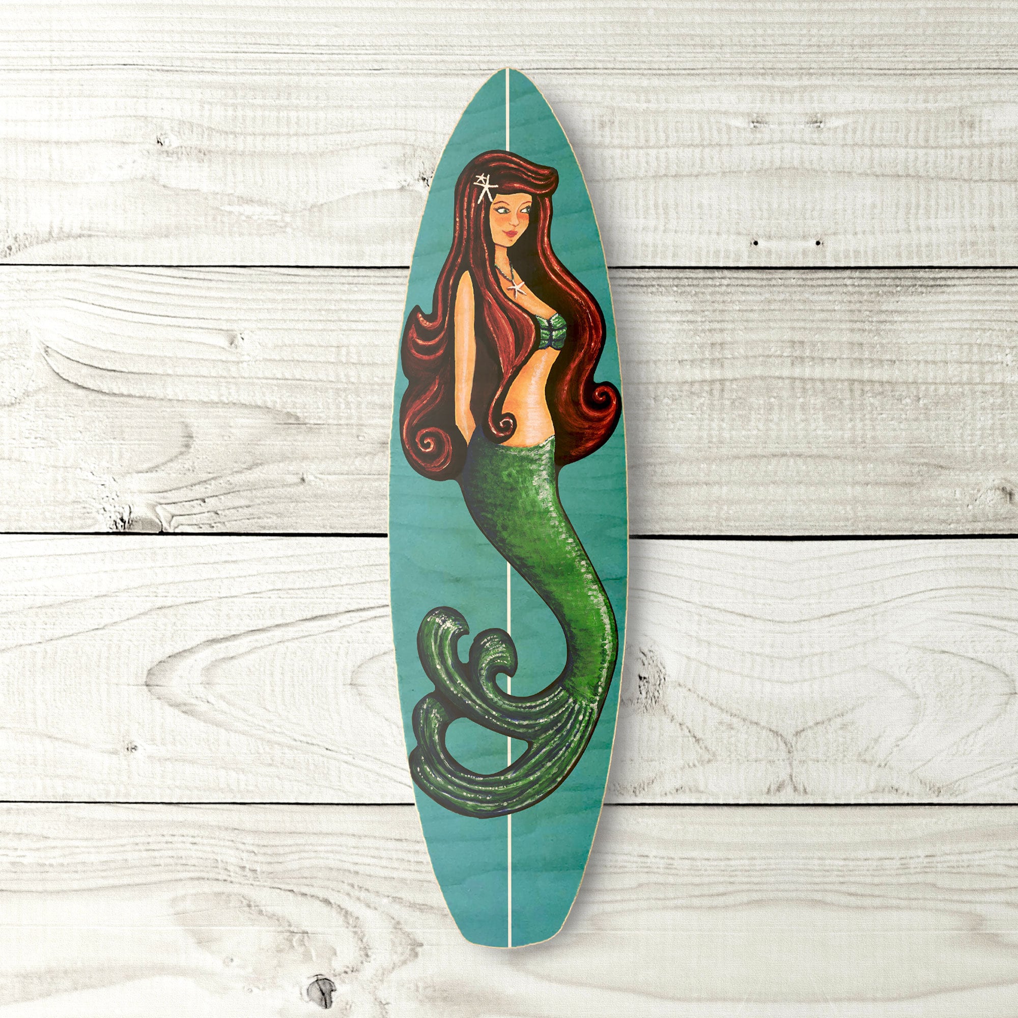 Mermaid Surfboard Beach Tropical Surf Art Hawaii Wall - Etsy