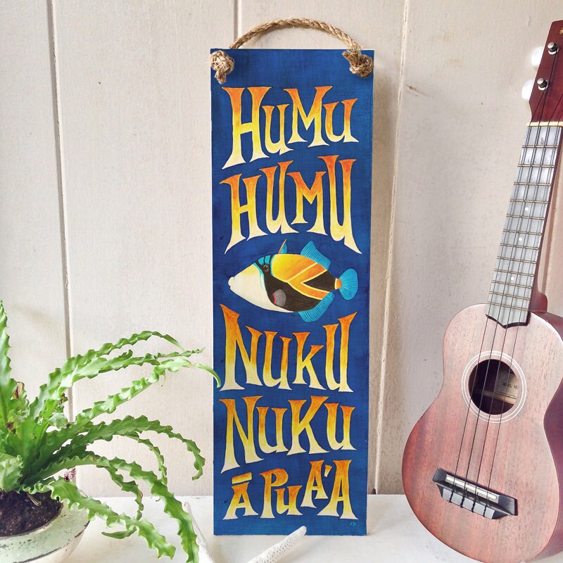 Vintage Humuhumu Sign Hawaiian State Fish Beach Vintage Wood | Etsy