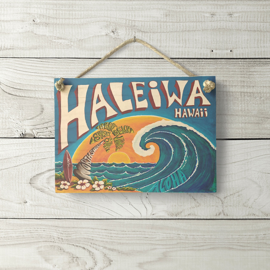 Haleiwa Hawaii Sign Hawaiian Sign Tropical Beach Decor Surf - Etsy
