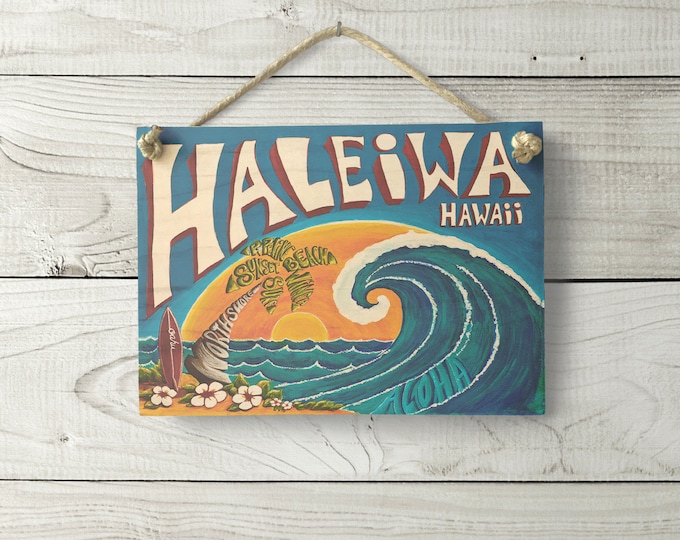 Haleiwa Hawaii Sign Hawaiian Sign Tropical Beach Decor Surf Art - Etsy