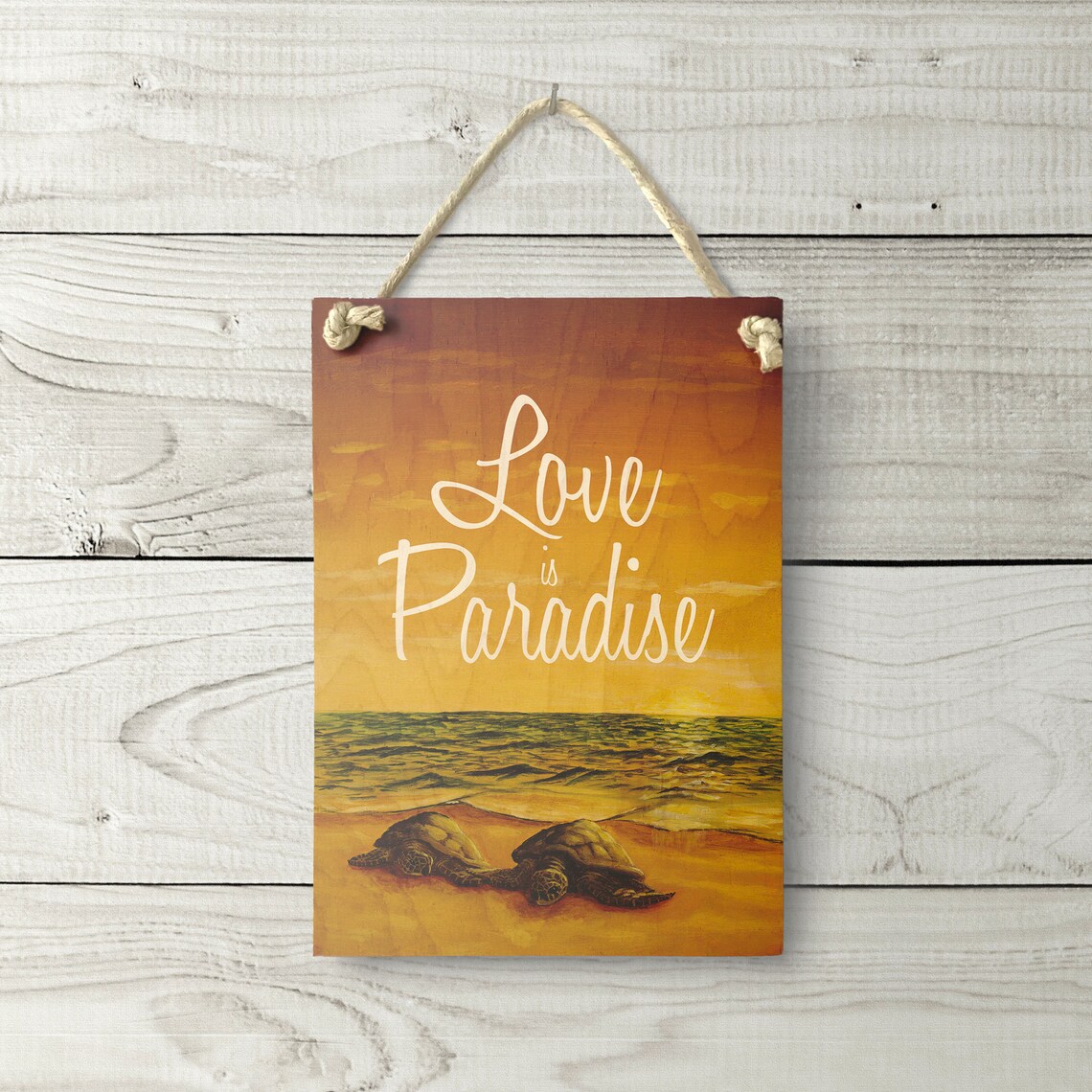 Love is Paradise Sign - Hawaiian Sign Tropical Beach Decor Surf Art ...