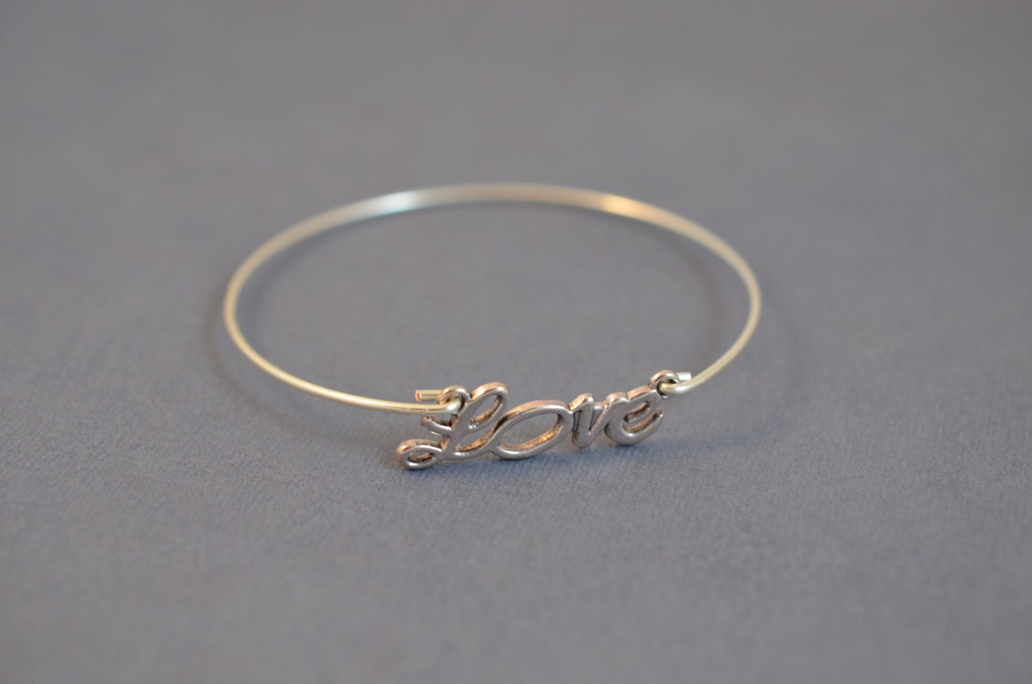 Sparkly Love Bangle Bracelet Set Silver Love Charm Jewelry - Etsy