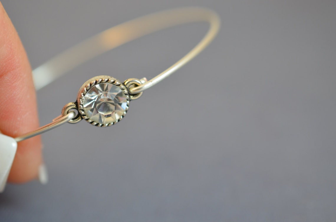 Sparkly Love Bangle Bracelet Set Silver Love Charm Jewelry - Etsy