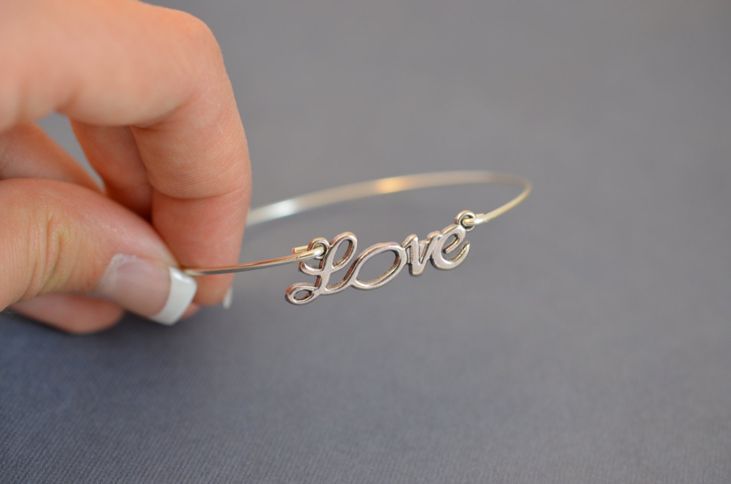 Sparkly Love Bangle Bracelet Set Silver Love Charm Jewelry - Etsy