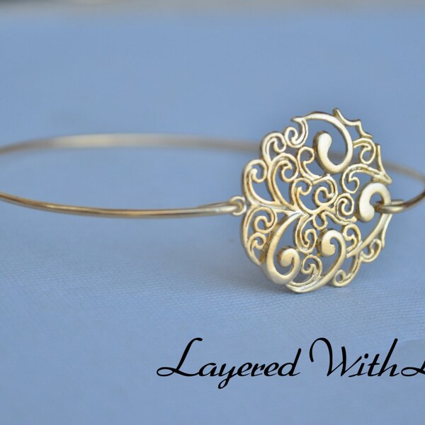 Gold Wire Bangle - Etsy