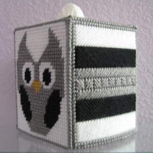 Gray Owl Tissue Box Cover - Boutique Size Tissue Topper - Etsy