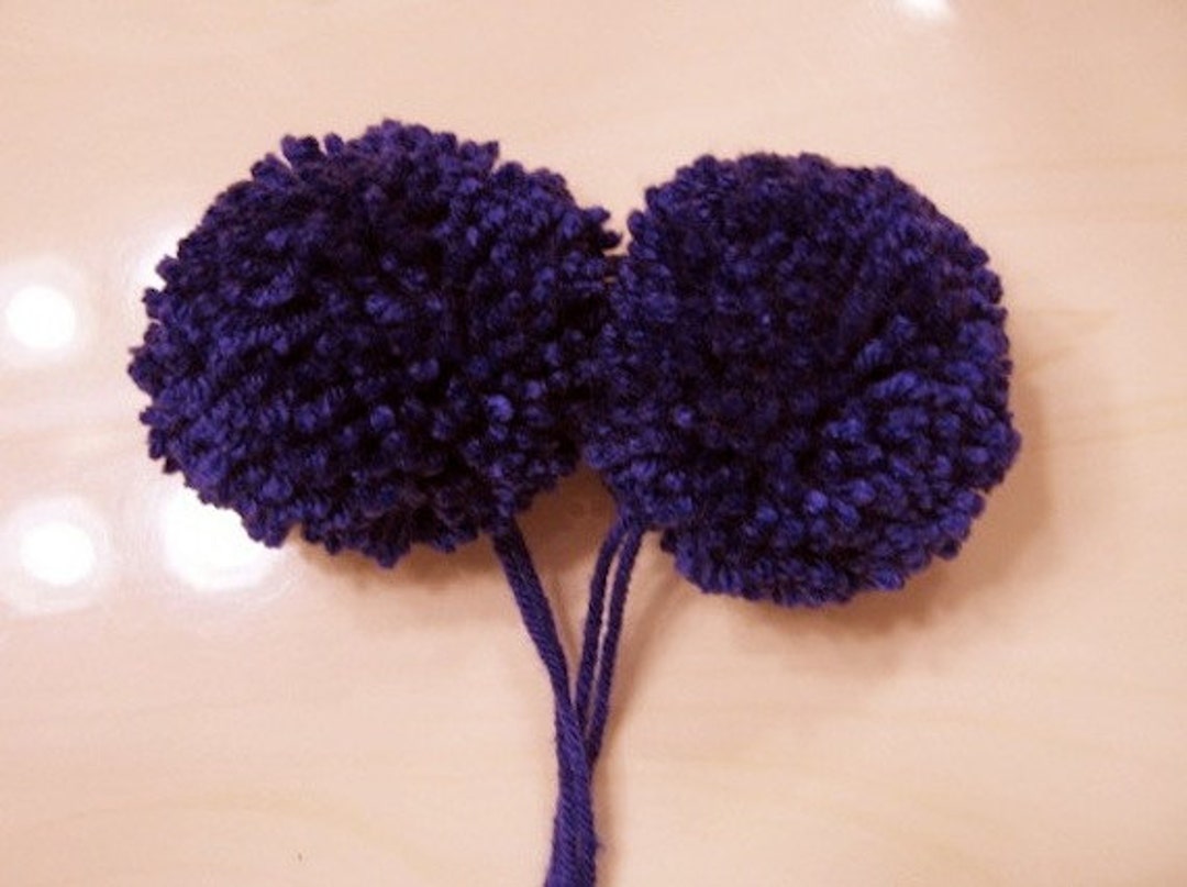 Purple Yarn Pom Poms Handmade - Set of 2 Large - Etsy