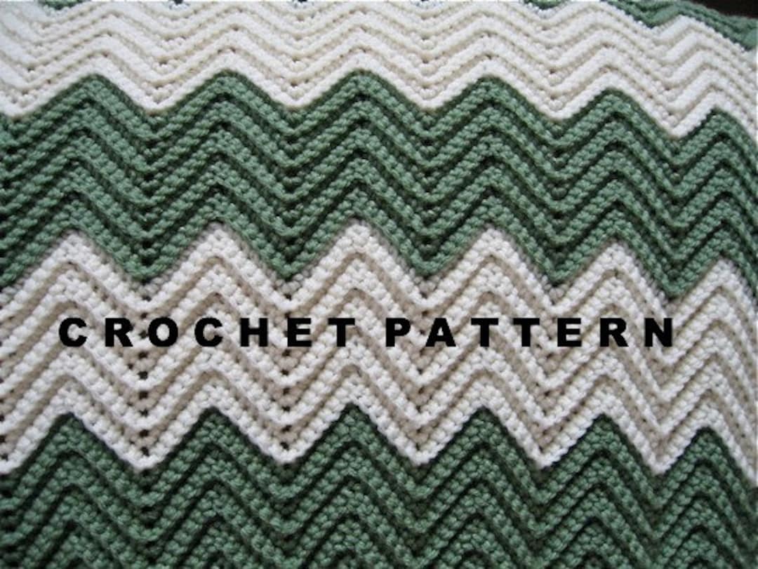 Crochet Pattern Ripple Blanket Chevron Afghan Throw - Digital Download ...