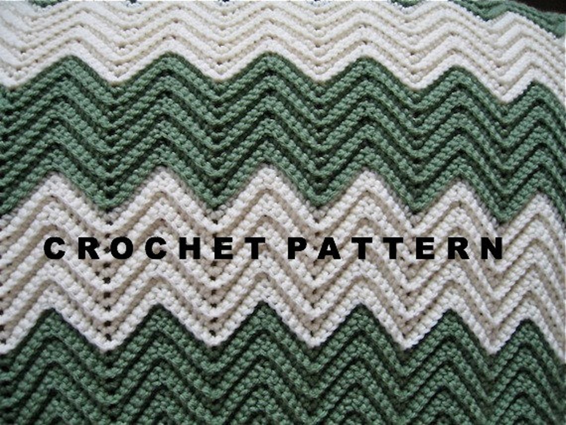 Crochet Pattern Ripple Blanket Chevron Afghan Throw - Digital Download ...