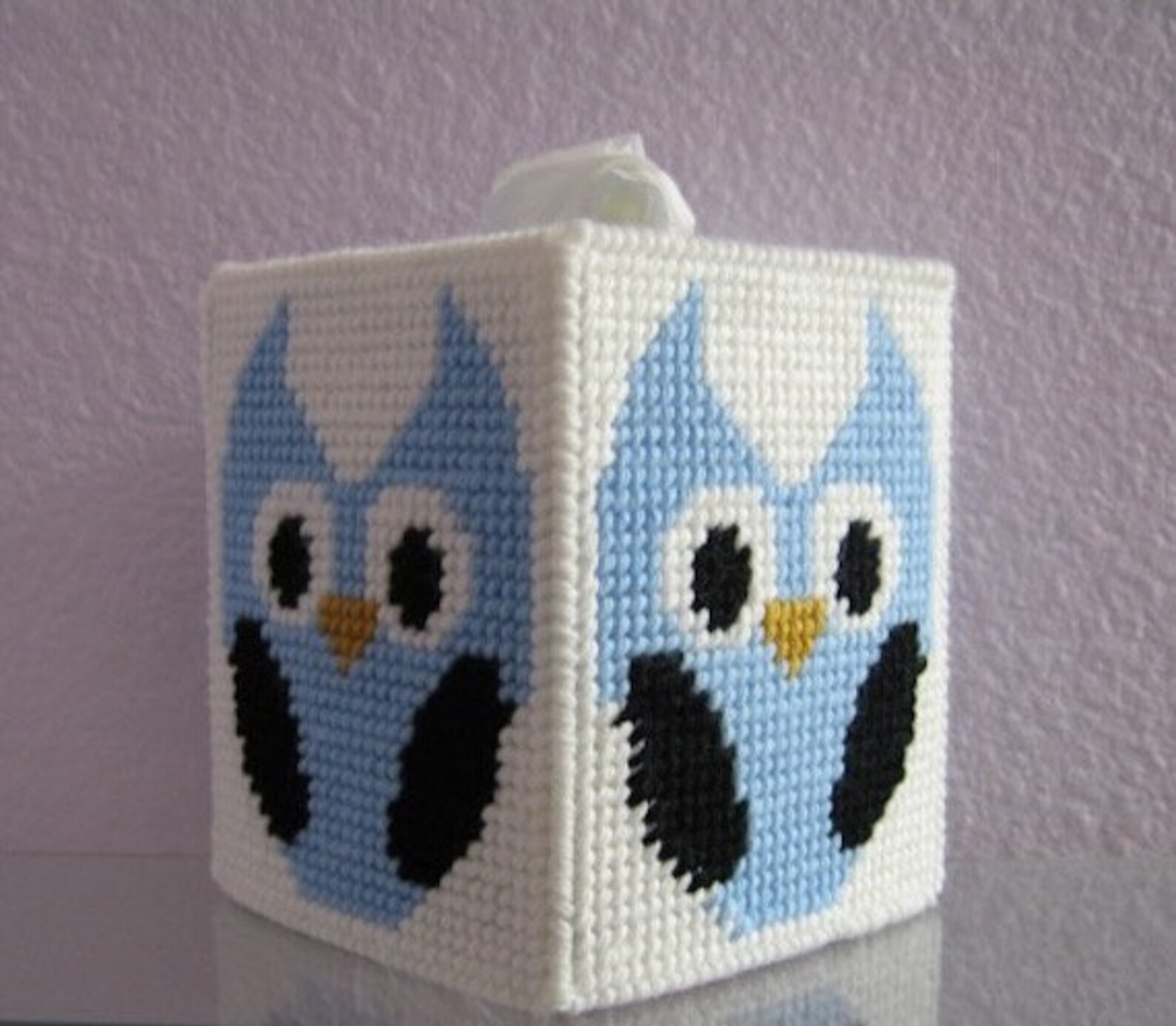 Tissue Box Cover Blue Owl Tissue Topper - Etsy
