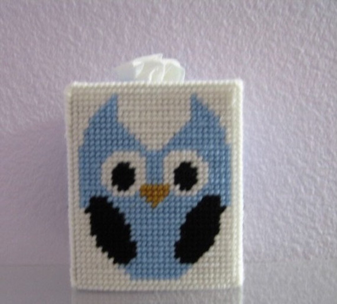Tissue Box Cover Blue Owl Tissue Topper - Etsy