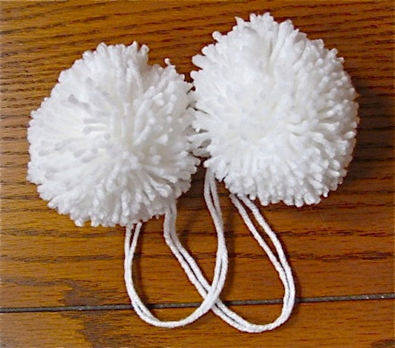 Yarn Pom Poms White Size Large Set of 2 Handmade Costume Pom Package ...