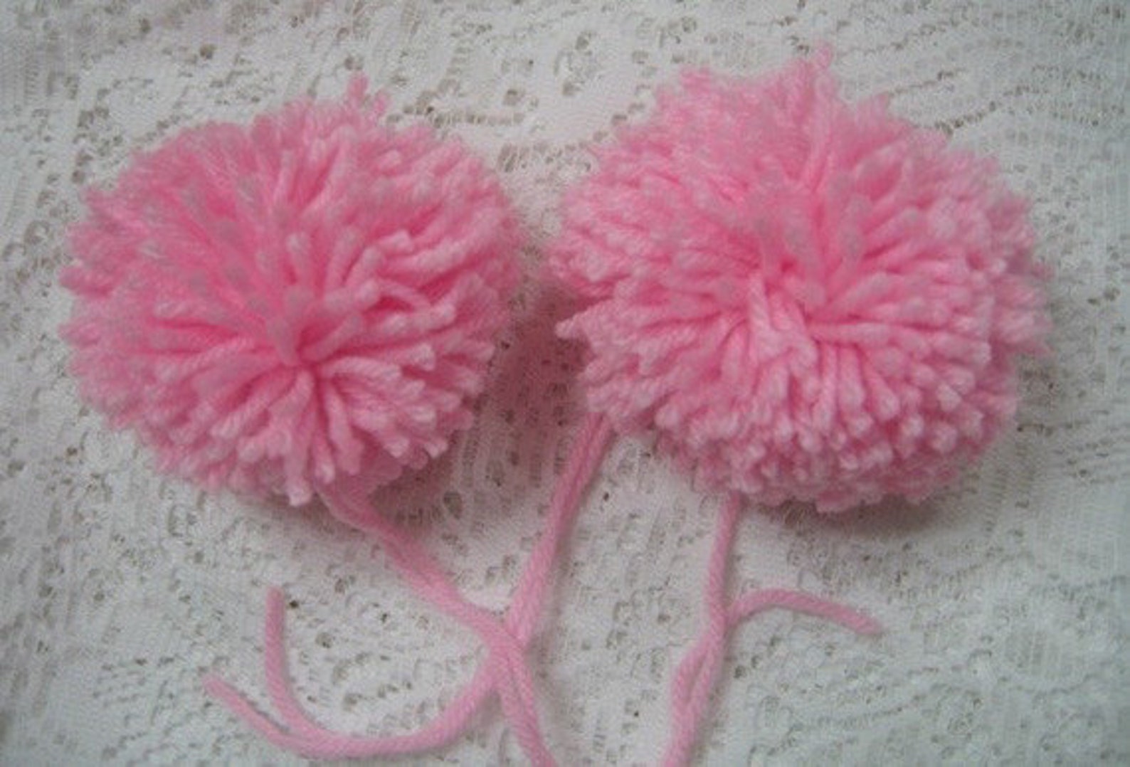 Pink Yarn Pom Poms Handmade Set of 2 Large Package Ties Hat Pom Poms - Etsy