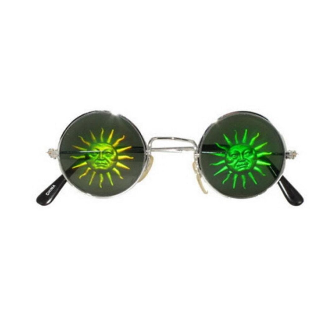 Celestial Sun Face Hologram Glasses/ Round Holographic Sunglasses ...