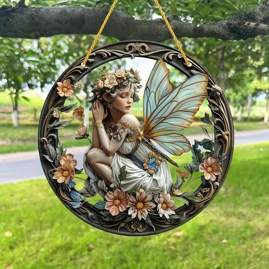 Flower Garden Fairy Acrylic Suncatcher Ornament, Wall Sign or Door ...