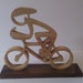 Stick Figure Bicyclist, Wood, Scroll Saw Cut. Bicycle Figurine, Man on ...