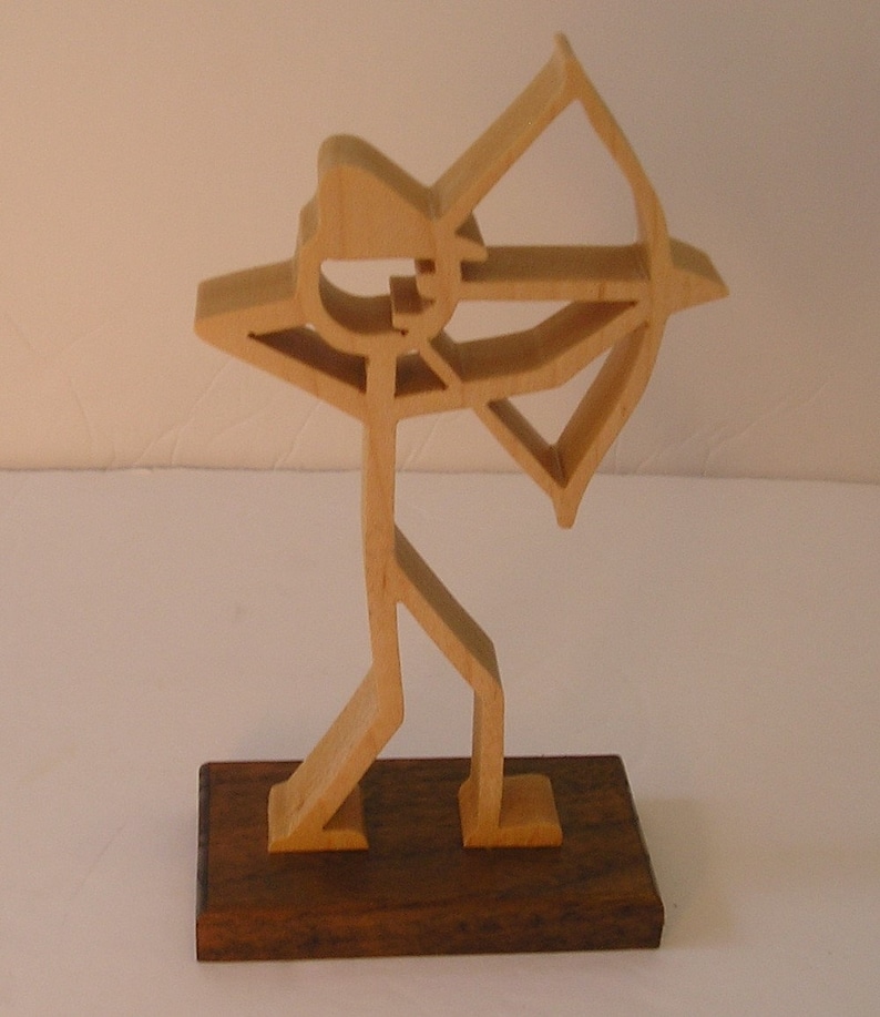 Stick Figure Archer Wood Scroll Saw Cut. Bow and Arrow | Etsy