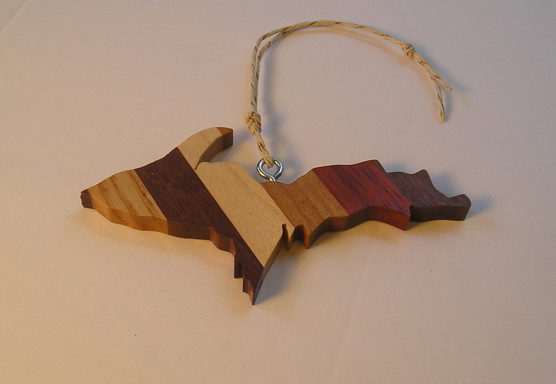 Michigan Upper Peninsula Shaped Laminated Hardwood Ornament or Magnet ...