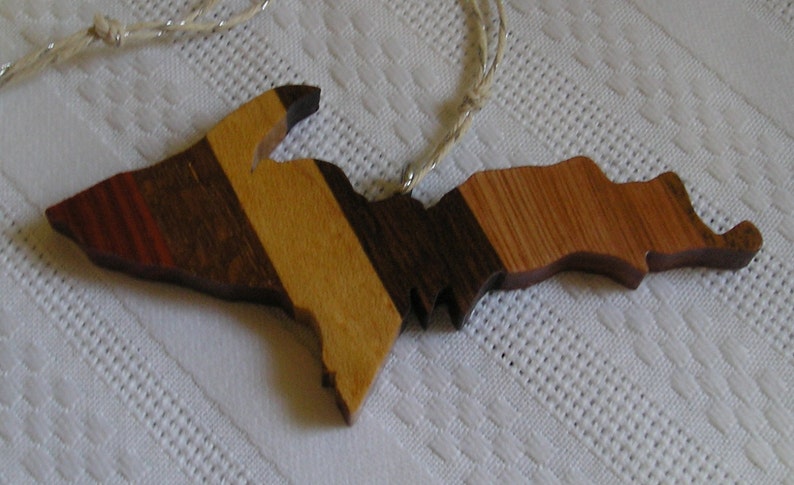 Michigan Upper Peninsula Shaped Laminated Hardwood Ornament or Magnet ...