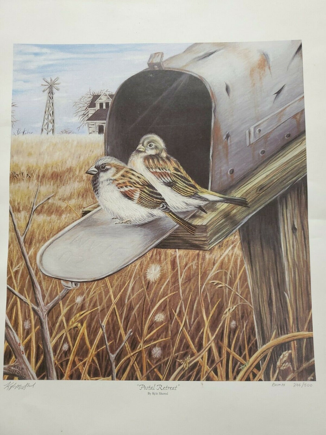Postal Retreat by Kyle Sherrod Print S/N 1992 Sparrow Bird - Etsy