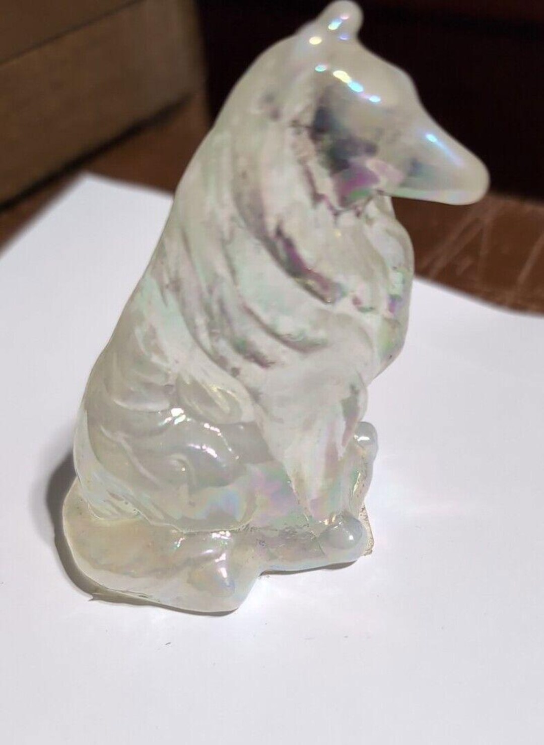 2D Collie Dog Mosser Art Glass Iridescent Frosted Opal Color - Etsy