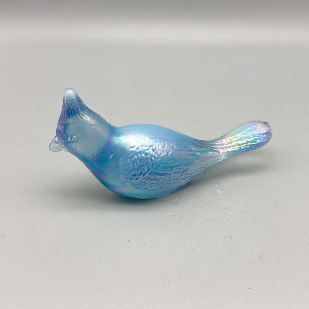 Fenton Misty Blue Carnival Blue Jay Bird Cardinal - Etsy
