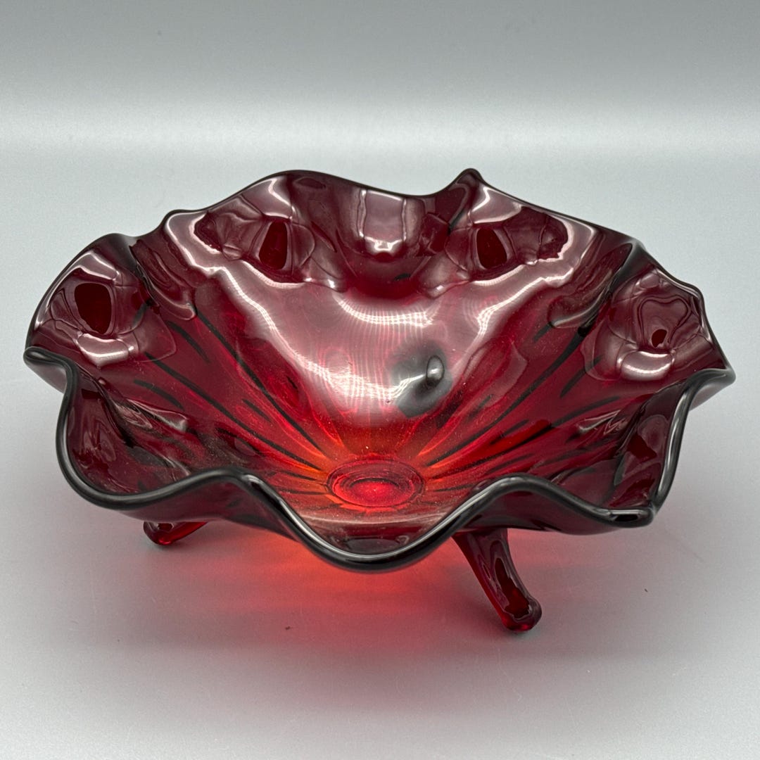 Fenton Ruby Red Footed Bowl #1933 Pattern - Etsy