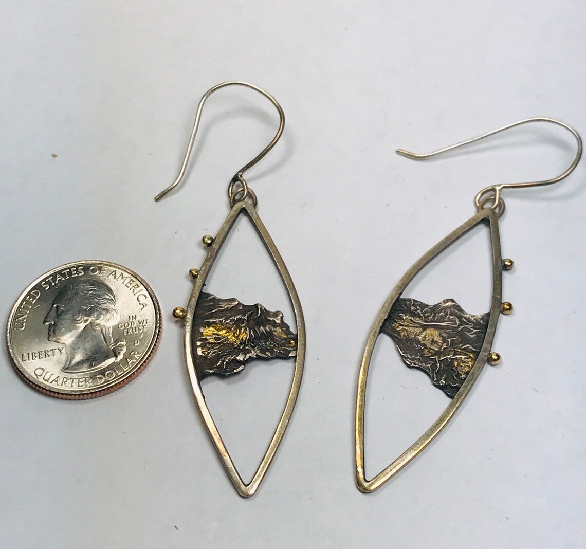 Reticulated Silver With Gold Earrings. - Etsy Canada