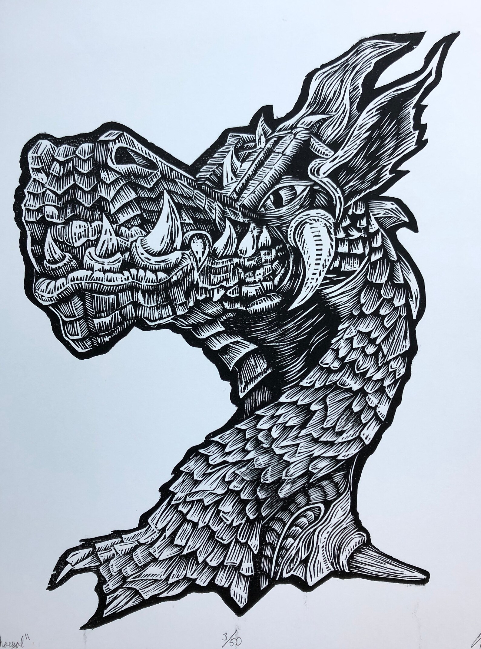 Rhaegar Dragon Woodblock Print - Etsy