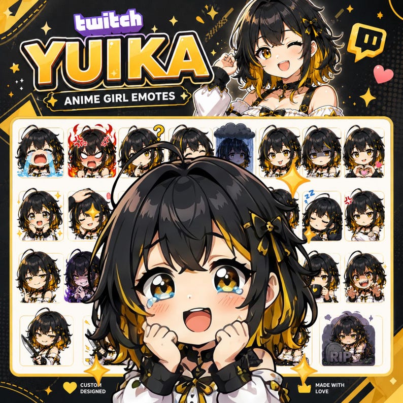 Yuika Anime Girl Twitch Emotes Pack, 30 Chibi Anime Girl Emotes ...